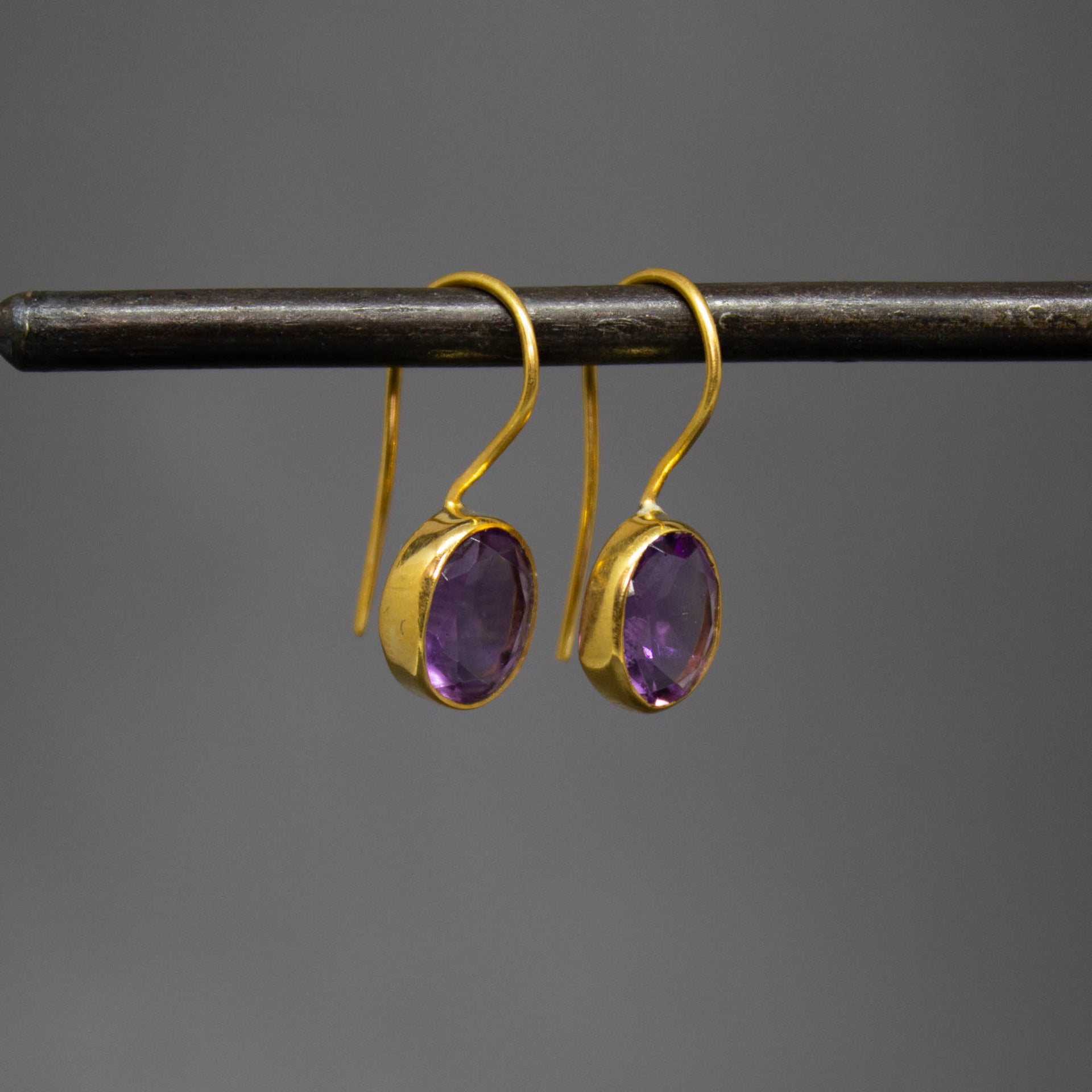 Oval Faceted Gemstone Simple Everyday Drop Earrings in 18k Gold Vermeil ...