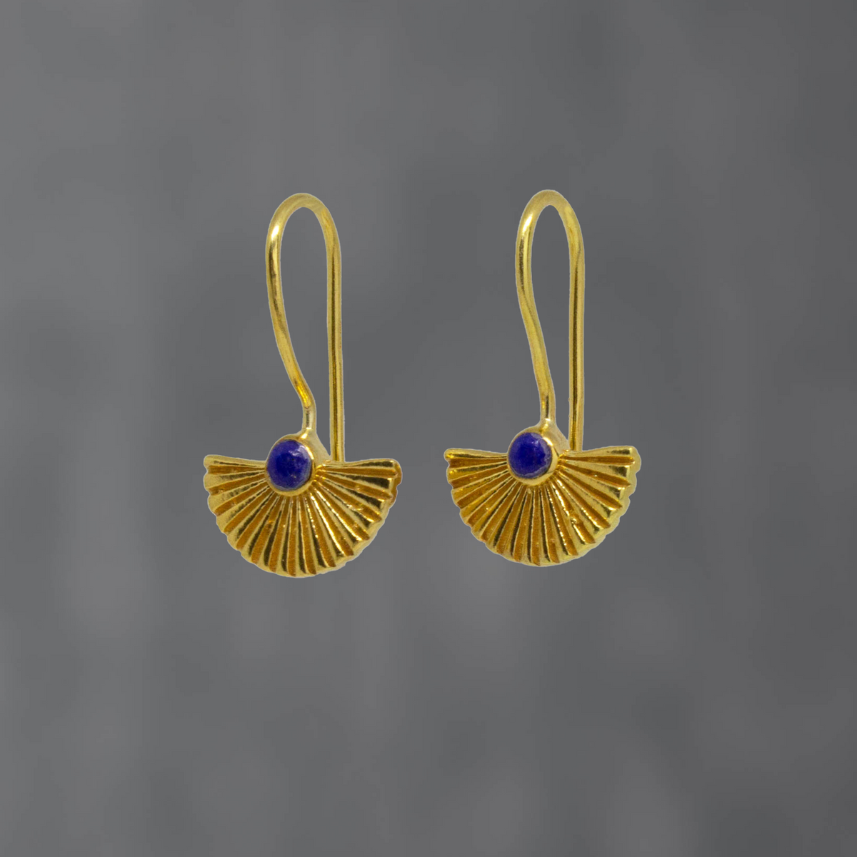 Art Deco Inspired Textured Fan Gemstone Drop Earrings in 18k Gold ...