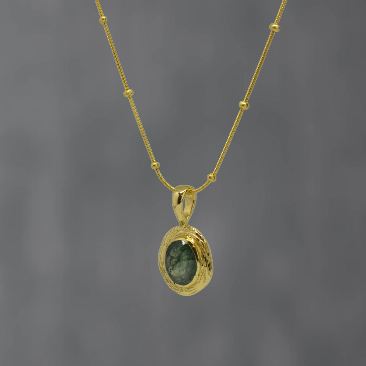 Textured Gold Vermeil Gemstone Oval Pendant Necklace – Beyond Biasa