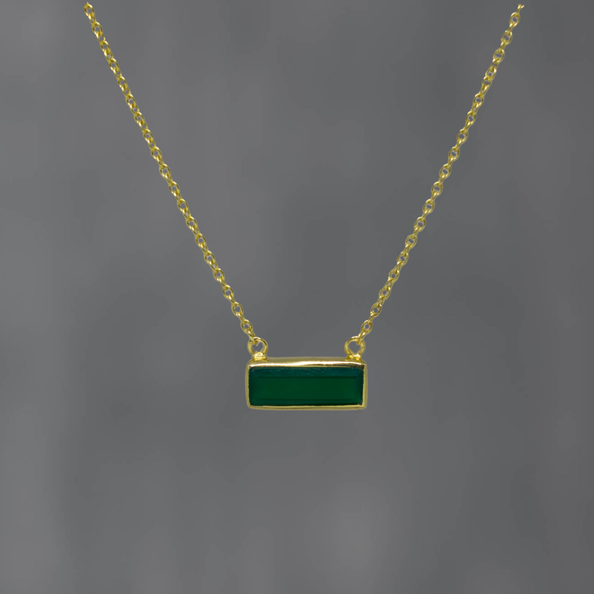 Minimal Geometric Rectangle Gemstone Pendant Necklace in 18k Gold ...